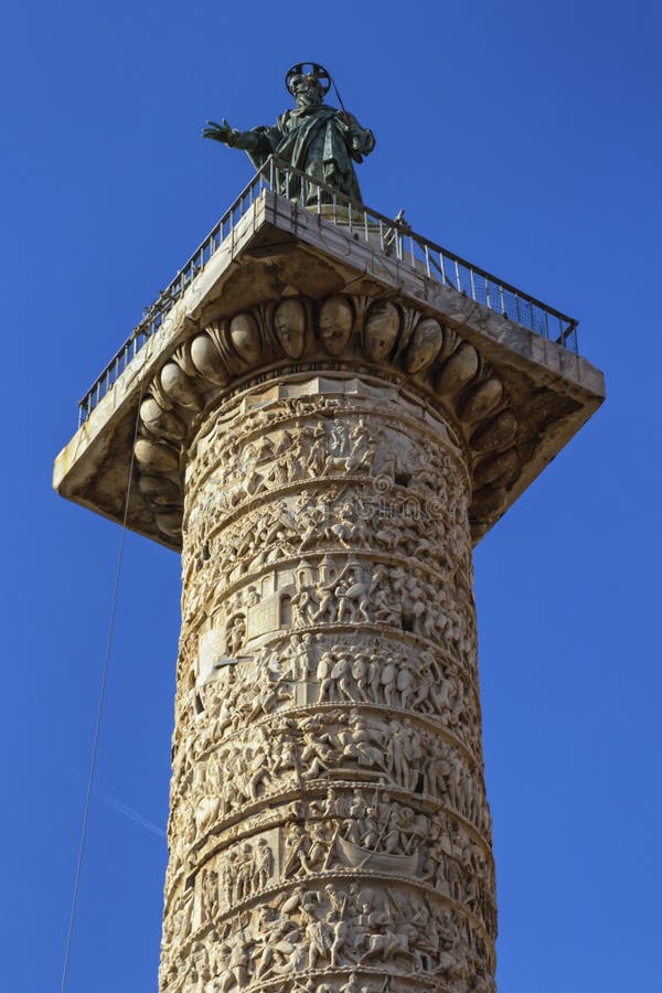 Close Up on Trajan`s Column in Rome, Italy Stock Photo - Image of ...