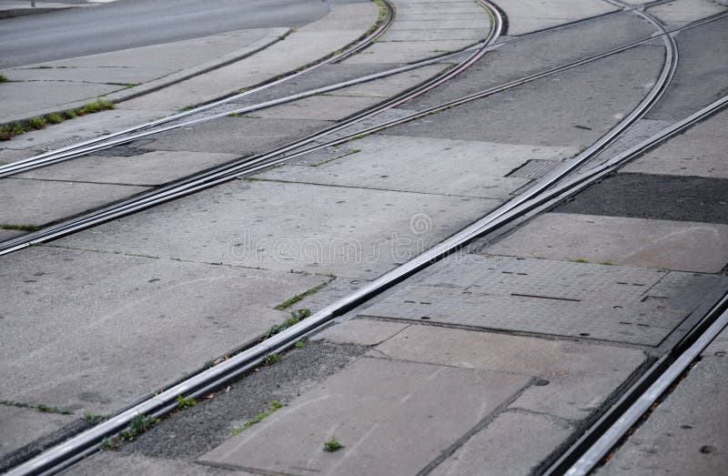 Close up tram rails stock image. Image of background - 345382925