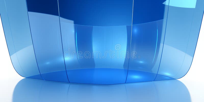 Close Up of a Translucent Blue Container with Reflections on a White ...