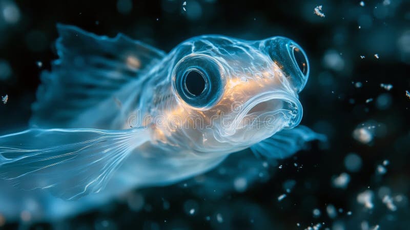 Close-up of Translucent Fish in Underwater Ocean Environment with ...