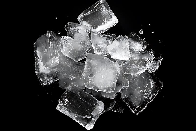 Close-up of Translucent Ice Cubes on Black Background , Stock ...