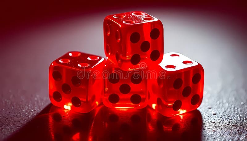 Close Up of Translucent Red Dice with Dramatic Lighting Stock ...