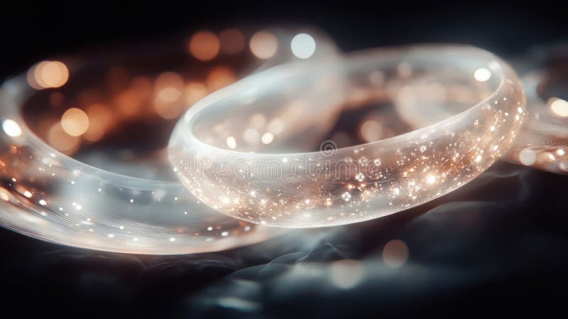 A Close-up of Translucent Rings with Sparkling Details Against a Dark ...