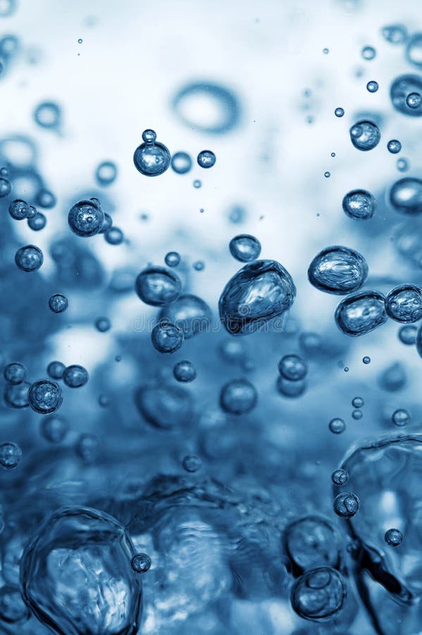 Close Up of Transparent Air Bubbles in Water in Blue Tone Stock Photo ...