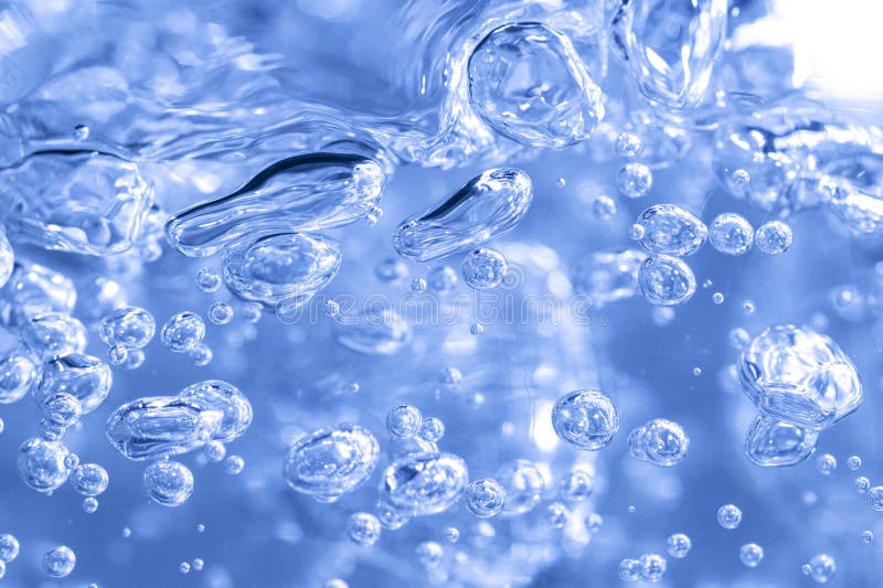 Close Up of Transparent Air Bubbles in Water in Blue Tone Stock Photo ...