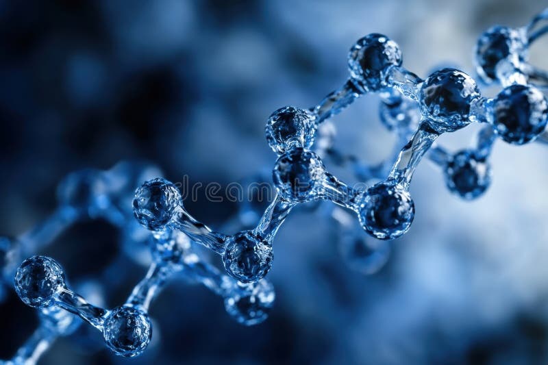 Close-Up of Transparent Blue Molecular Structure in Scientific Research ...