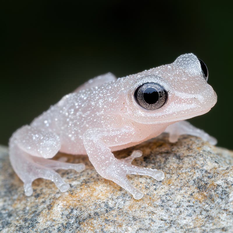 Close-up of a Transparent Frog on a Rock Stock Illustration ...