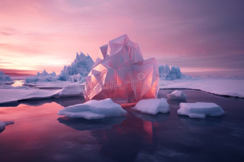 Close-up of a Transparent Ice Cube with Beautiful Crystals Inside on a ...