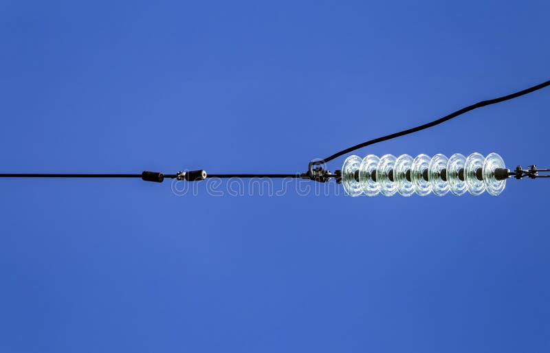 Close Up of a Transparent Turquoise High Voltage Insulator or Isolator ...