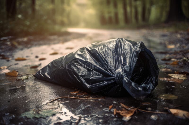 Close-up of Trash Bag with Garbage Spilling Out Onto the Ground Stock ...