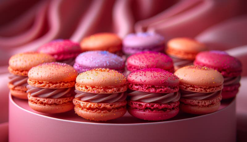 A Close Up of a Tray of Assorted Colored Macarons Stock Photo - Image ...