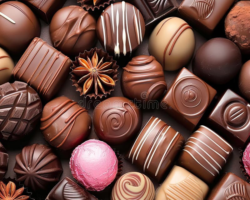 Close-up of a Tray with Different Chocolate Bonbons. World Chocolate ...