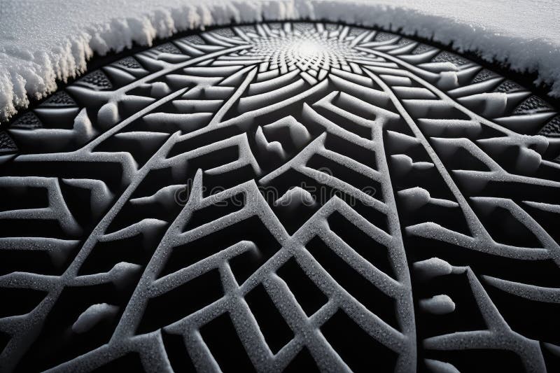 Close-up of the Tread Pattern on a Winter Tire, with Snow and Ice ...