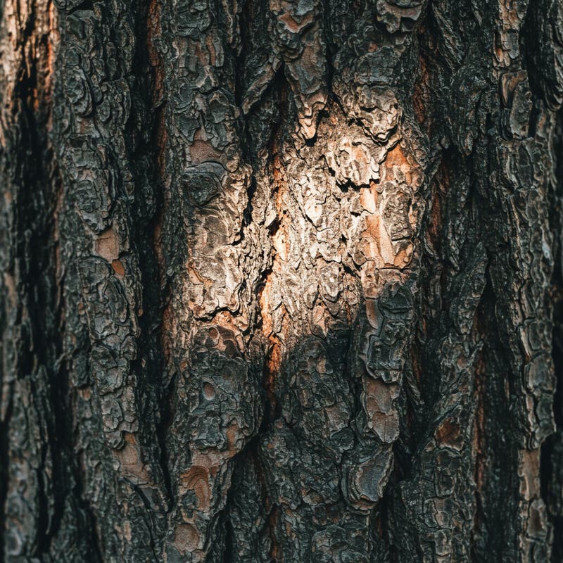 Close-up of Tree Bark Displaying Rough, Textured Patterns with Deep ...