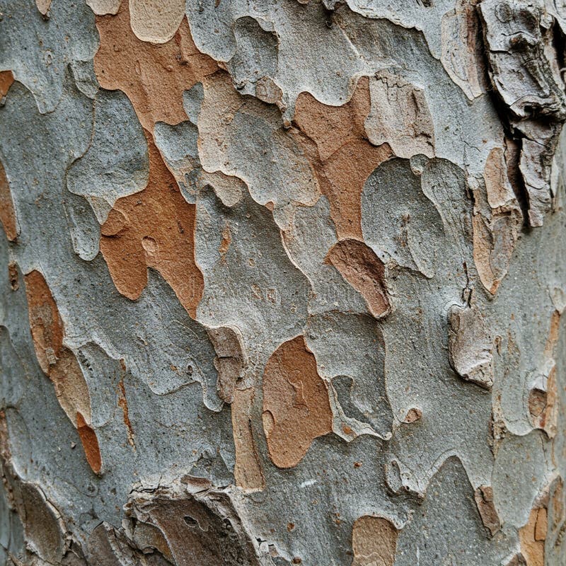 Close-up of a Tree Bark, Likely from a Platanus Species, Characterized ...