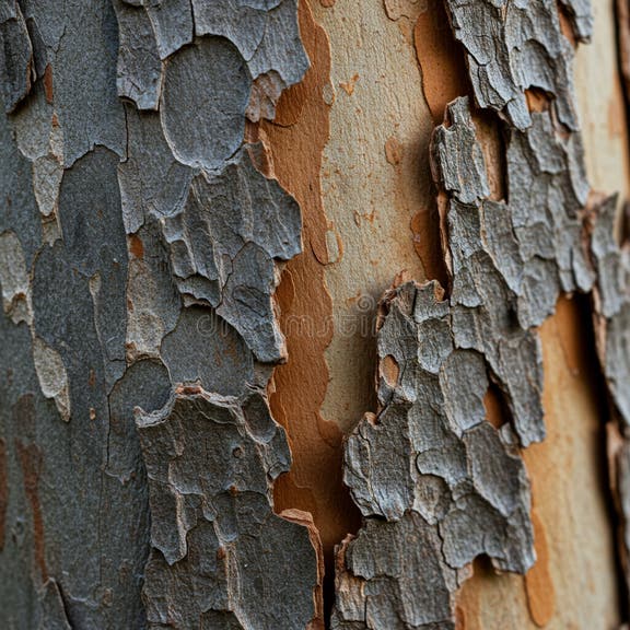 Close-up of a Tree Bark with Peeling Layers, Revealing a Textured ...