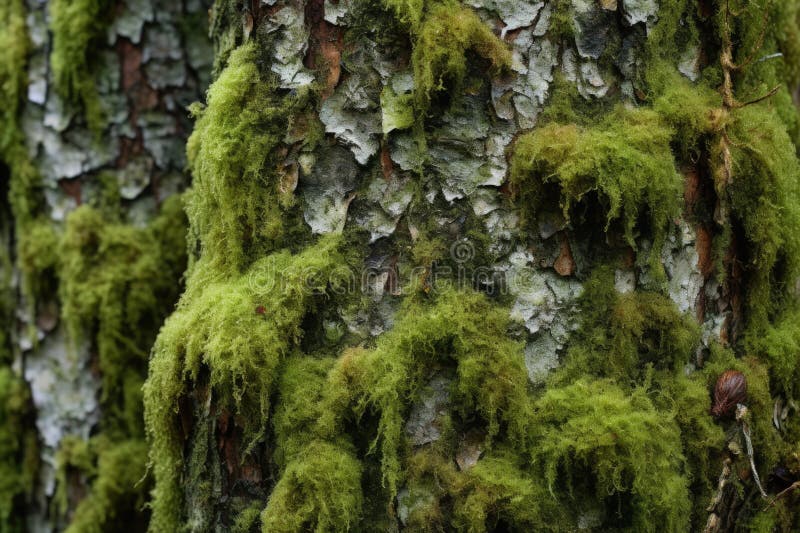 Close-up of Tree Bark Texture and Moss Stock Image - Image of environment, forest: 285860981