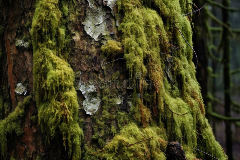 Close-up of Tree Bark Texture and Moss Stock Illustration ...