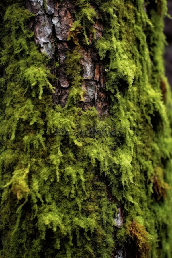 Close-up of Tree Bark Texture with Moss Stock Illustration ...