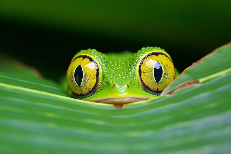 Close Up of a Tree Frog on a Leaf in the Rainforest Stock Illustration ...
