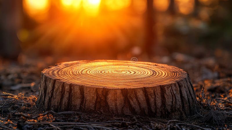A Close-up of Tree Rings Illuminated by Sunlight, Displaying Natural ...