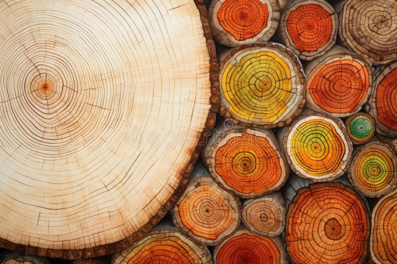 Close-up of Tree Rings Showing Age and Growth Loss Stock Photo - Image ...