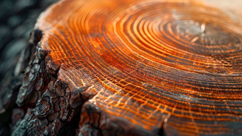 Close-up of Tree Rings in Sunlight. Generative Ai Stock Illustration ...