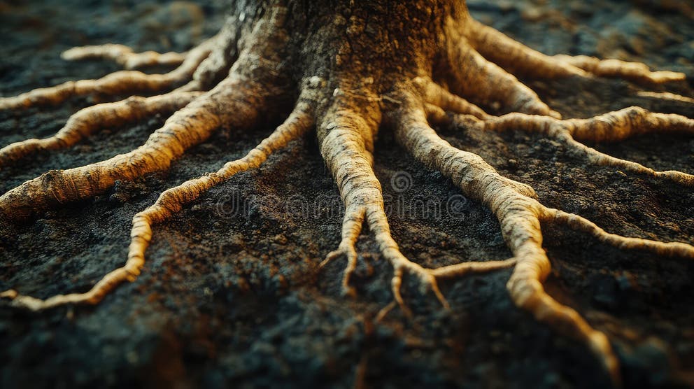 Close-Up of Tree Root System with Brown and White Roots, Detailed ...