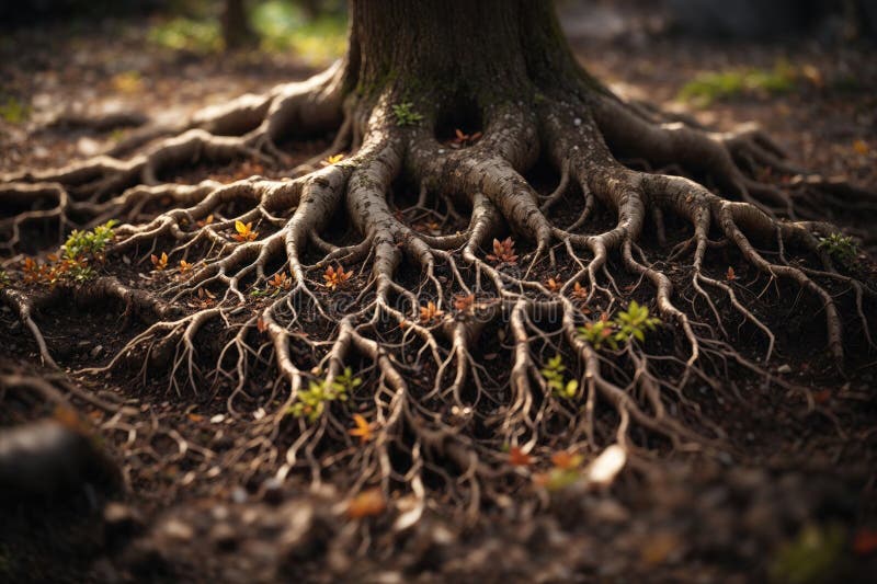 Close-up of Tree Roots Extending from the Tree Stock Illustration ...