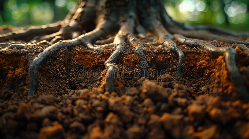 Close-up of Tree Roots in Soil Stock Image - Image of textured ...