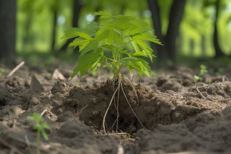 Close-up of a Tree Sapling with Its Roots in the Ground Stock Image ...