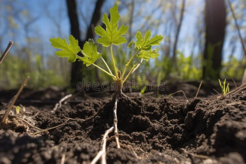 Close-up of a Tree Sapling with Its Roots in the Ground Stock ...