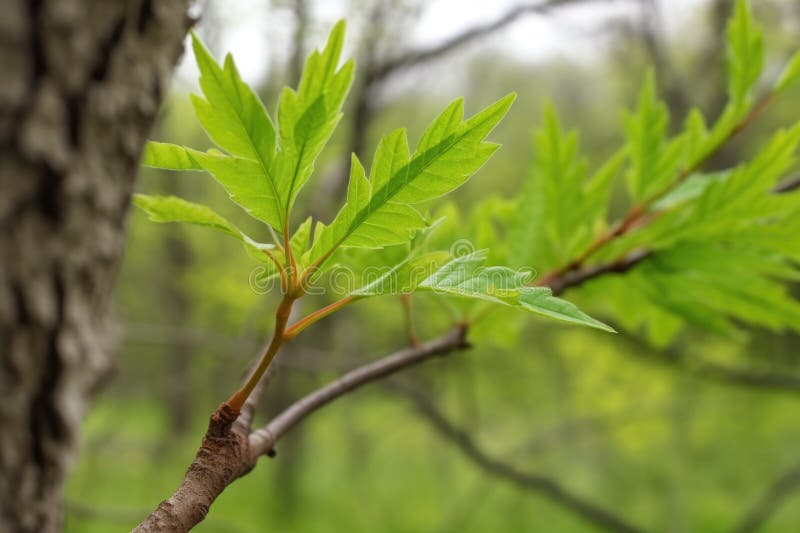 Close-up of Tree Sprouting Leaves, in Natural Setting Stock ...