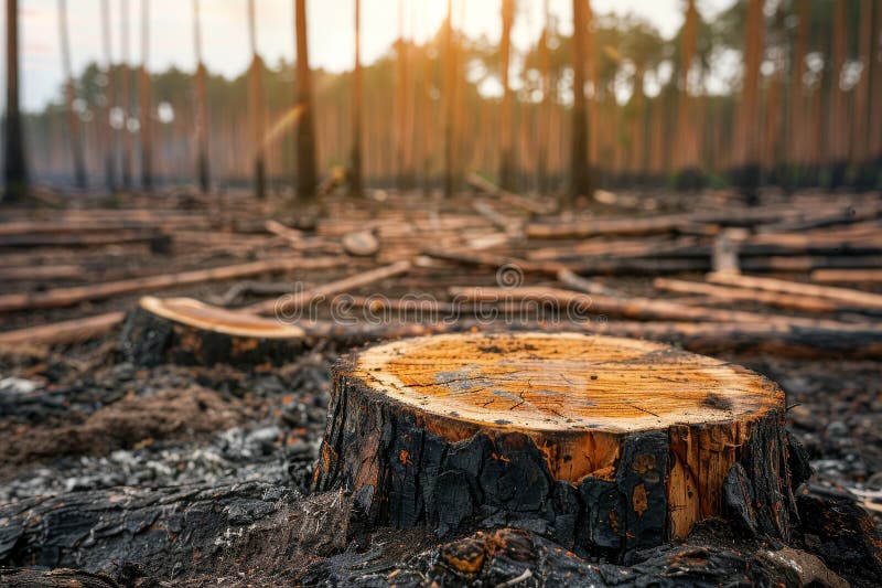 Close Up of Tree Stump in Deforestation Area Stock Illustration ...