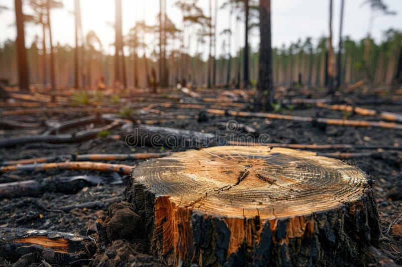 Close Up of Tree Stump in Deforestation Area Stock Illustration ...