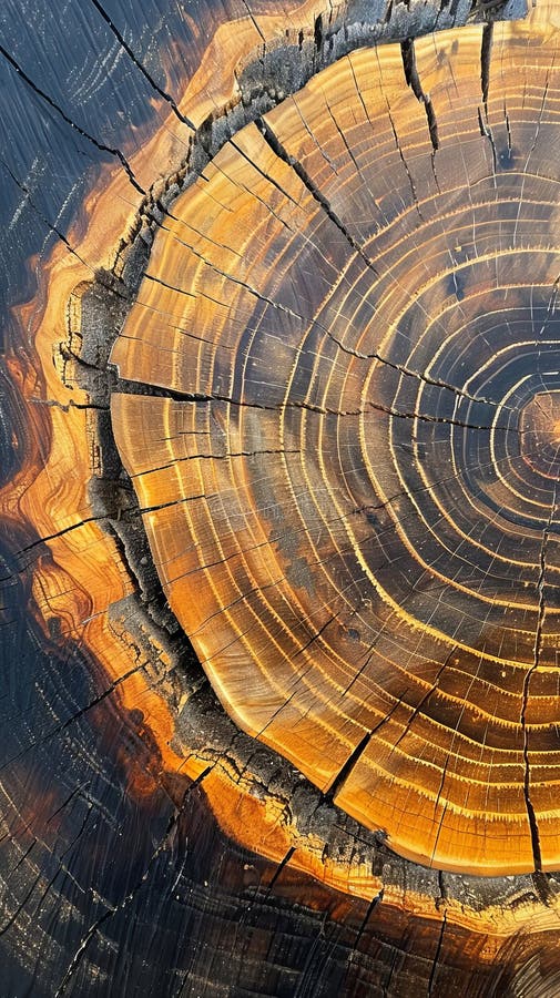Close-up of a Tree Stump Showing Growth Rings and Burnt Edges Stock ...