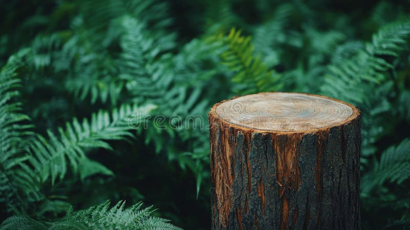 Close-up of a Tree Stump Surrounded by Lush Forest Greenery, Stock ...