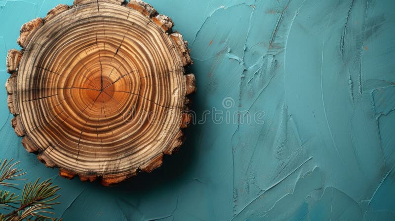 A Close Up of a Tree Stump on the Wall with Some Pine Trees, AI Stock ...