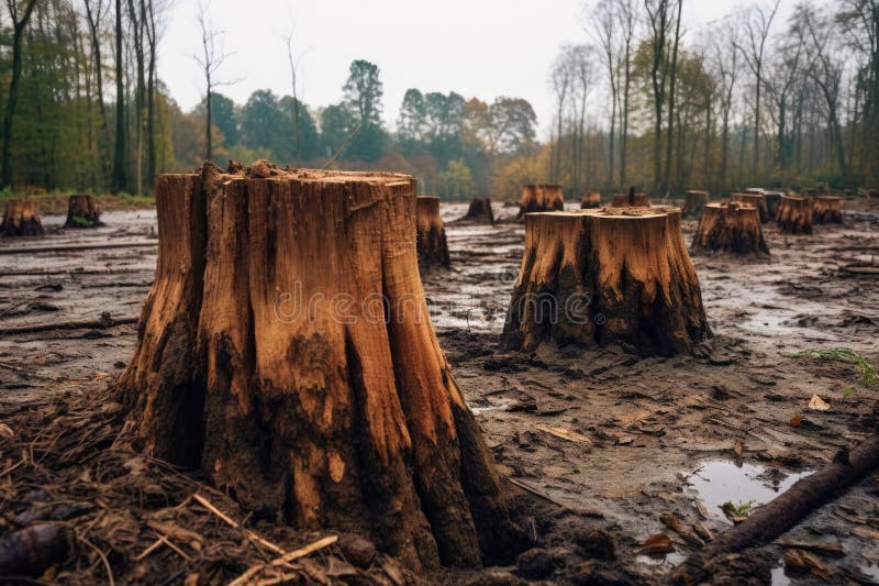 Close-up of Tree Stumps in a Deforested Area Stock Image - Image of ...
