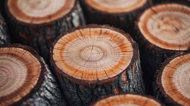Close-up of Tree Trunk Cross-Sections with Visible Growth Rings Stock ...