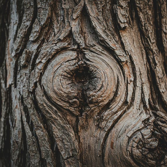 Close-up of a Tree Trunk Featuring Rugged Bark with Deep Grooves and ...