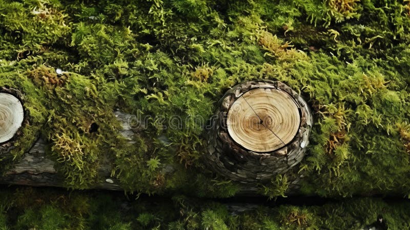A Close Up of a Tree Trunk with Moss Growing on it Stock Illustration ...