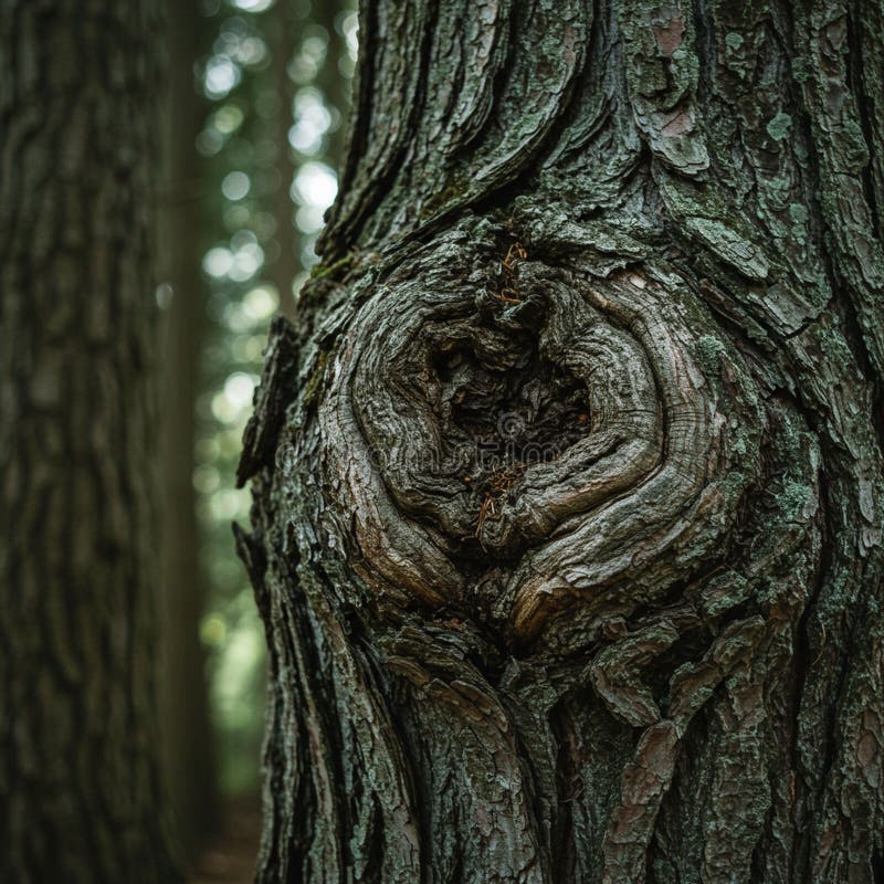 A Close-up of a Tree Trunk with a Prominent, Large Knot in the Center ...