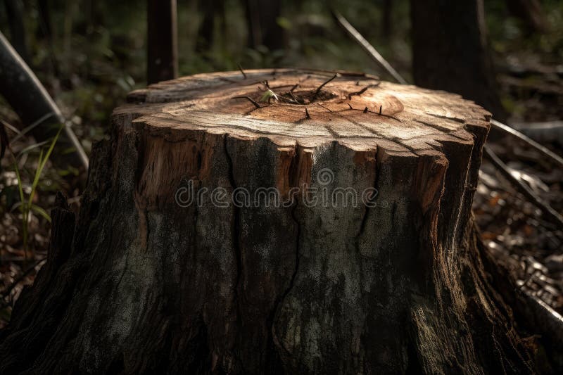 Close-up of Tree Trunk, with Saw Marks and Missing Branches, Evidence ...