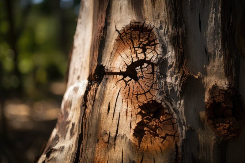 Close-up of Tree Trunk, with Saw Marks and Missing Branches, Evidence ...