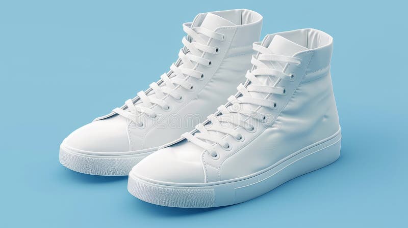 Close Up of Trendy Athletic Sneakers with Laces on a Blue Studio ...