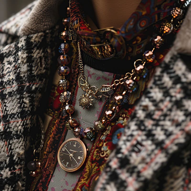 Close Up of a Trendy Outfit Featuring a Designer Jacket, Statement ...