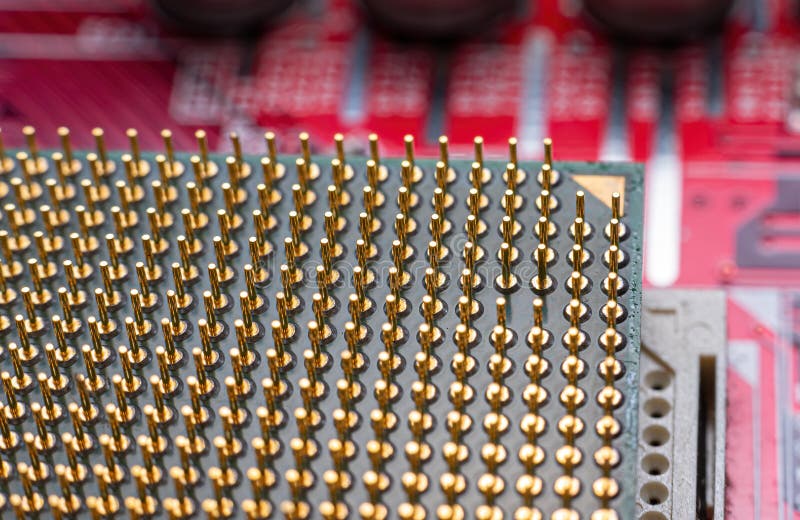 Close Up the Triangle for the CPU and Its Gold Pins Stock Photo - Image ...