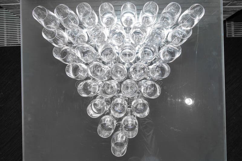 Close-up Triangle of Empty Wine Glasses Top View Stock Image - Image of ...