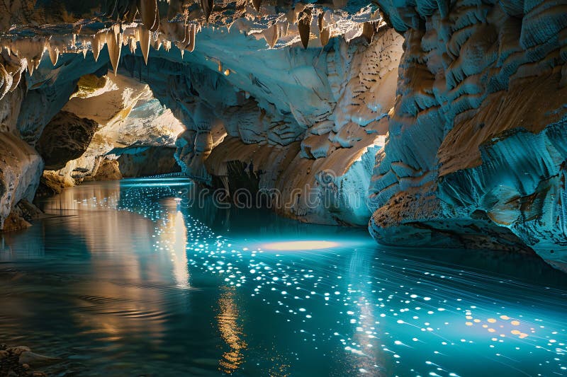 Close Up of Triangle River Flowing Blue Water and Light Reflection ...